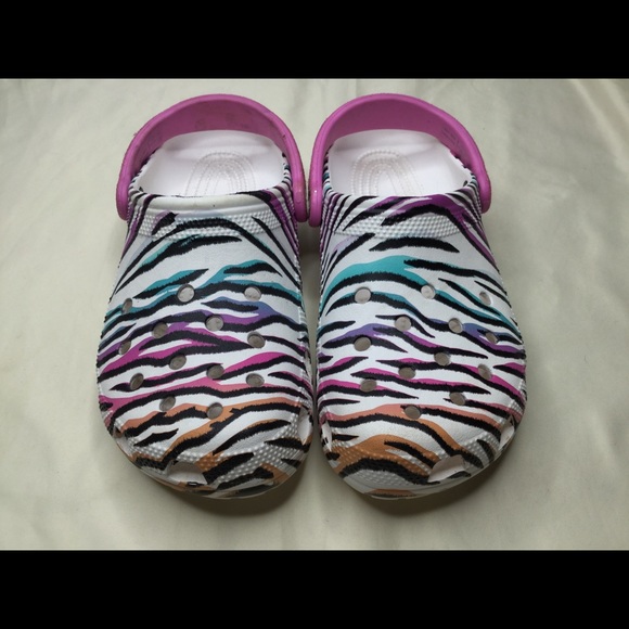 CROCS | Shoes | Crocs Zebra Multi Classic Clog J6 | Poshmark